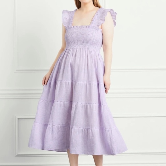 Hill House | Dresses | Hill House Purple White Stripe Linen Sleeveless Lilac Midi Ellie Nap ...